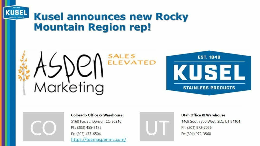 Kusel Equipment Partners With Aspen Marketing – Kusel Stainless Steel ...